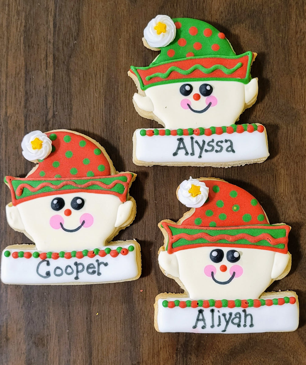 Decorated Cookies - Personalized Elf Cookies – 2 Sisters Celebrations & Bakery